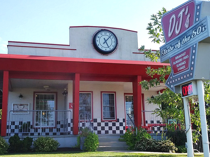 That clock on DJ's facade isn't just decoration&mdash;it's telling you it's always time for a milkshake and memories.