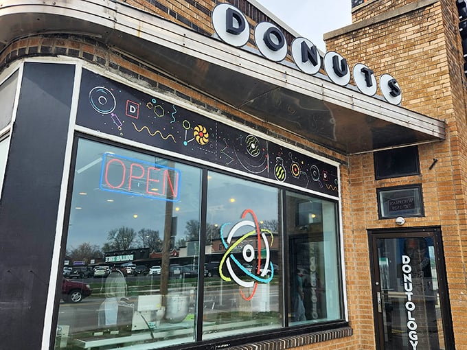 The simple "DONUTS" sign says it all - sometimes the best things need no fancy introduction.