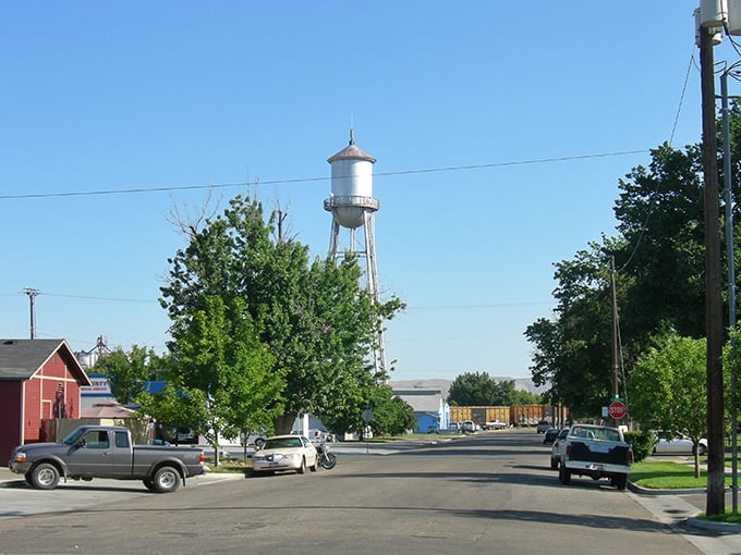 Water tower watchman! Emmett's tree-lined streets whisper promises of small-town affordability, where your retirement dollars tower as high as that vintage water dome.