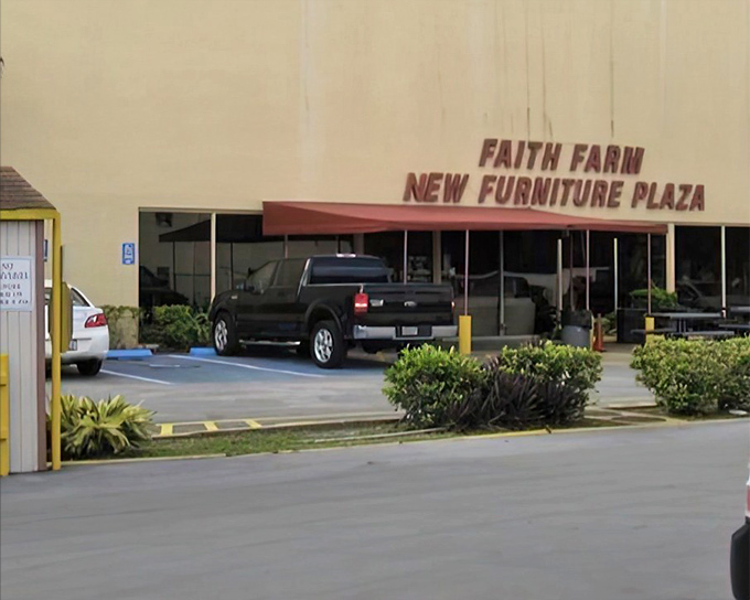 Another angle of Faith Farm's welcoming exterior. Where furniture dreams come true without the nightmare prices.