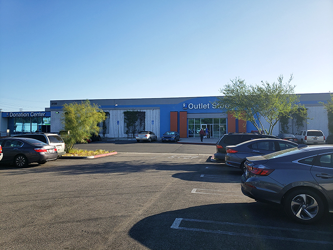 This bustling parking lot tells the story of a community that knows where to find the best bargains.