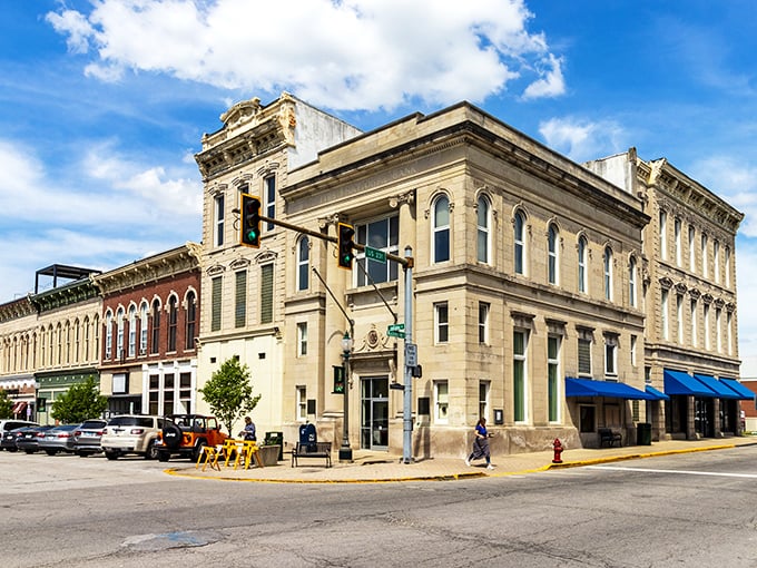 Main Street's colorful facades are like a box of crayons that somehow makes perfect sense together.