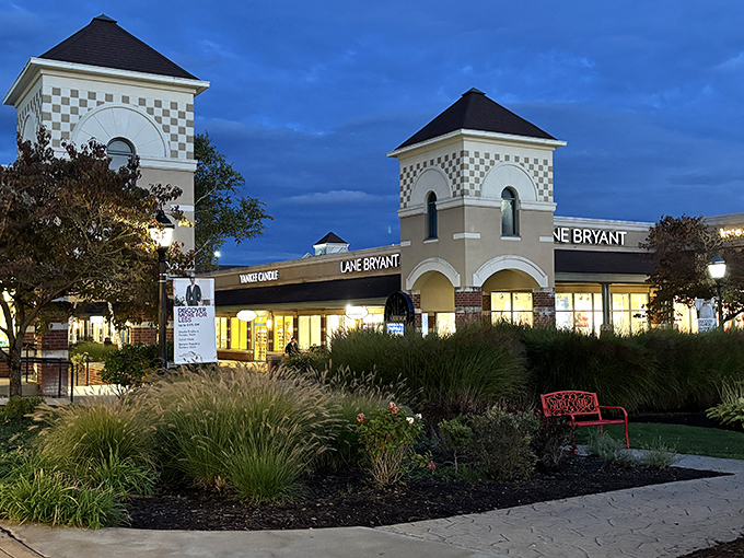 Lane Bryant's evening glow creates a retail runway. Like moths to a flame, shoppers can't resist the pull of discounted fashion.