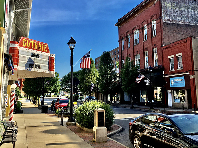These brick facades have weathered decades while keeping their small-town dignity perfectly intact and welcoming.