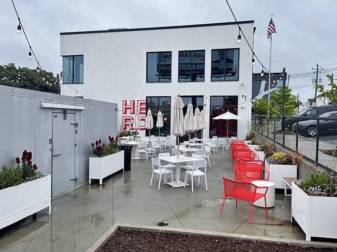 The perfect summer morning: sunshine, white tables, and HERO's brioche donuts on the patio. Some pleasures are meant to be savored slowly.