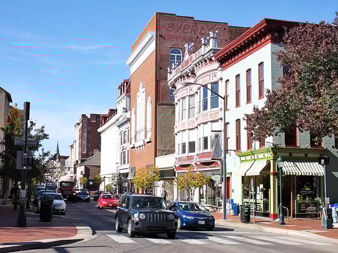 Church spires reaching skyward like they're trying to high-five the clouds above Hagerstown.