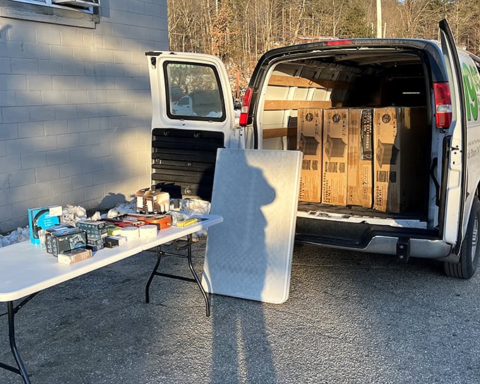 A vendor's van becomes an impromptu shop at Rochester's flea market. The best deals sometimes come from the most unexpected places!