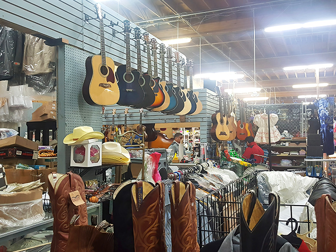 La Pulga Fantástica's guitar wall would make any music lover's heart sing with vintage possibilities.