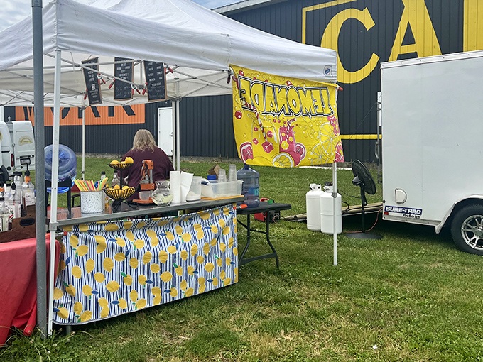 A wooden dinosaur skeleton guards the bargains &ndash; because why shouldn't flea markets have prehistoric security?