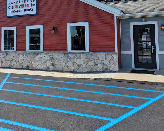 Stone foundations and red shingles whisper "authentic seafood ahead" - your taste buds are about to thank you.