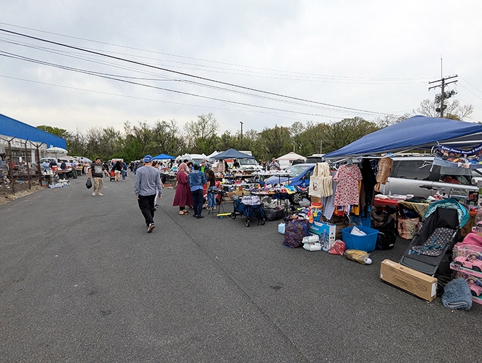 Where browsers become buyers. North Point's outdoor tables create a maze of possibilities for the patient treasure hunter.