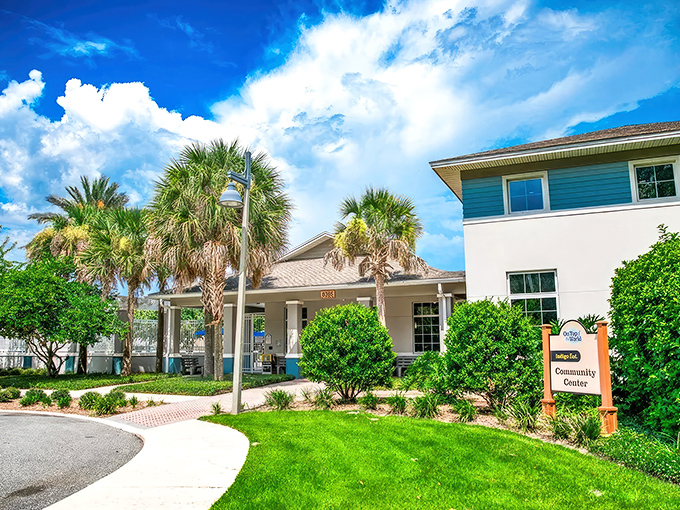 Community living that feels like a permanent vacation, complete with palm trees and friendly faces.