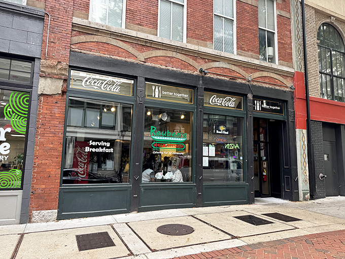 Downtown brick and old-school signage &ndash; this is where sandwich artistry happens! Reuben's sits proudly among Atlanta's historic buildings like it's been there since Truman was president.