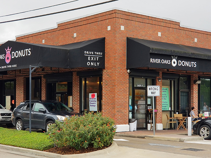 The classic brick exterior of River Oaks Donuts houses some of Houston's most talked-about breakfast treats.