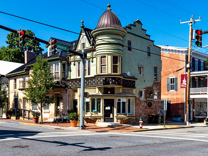 This Victorian-era building stands proudly at Smyrna's intersection, its turret reaching skyward like a sentinel guarding small-town tranquility.