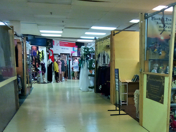 Clothing racks line the corridors at Supreme, where vintage fashion finds cost less than your morning latte.