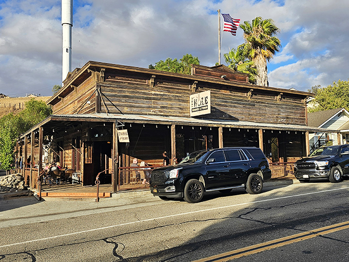 This weathered Western saloon might look like a movie set, but the steaks inside are the real stars of this show.