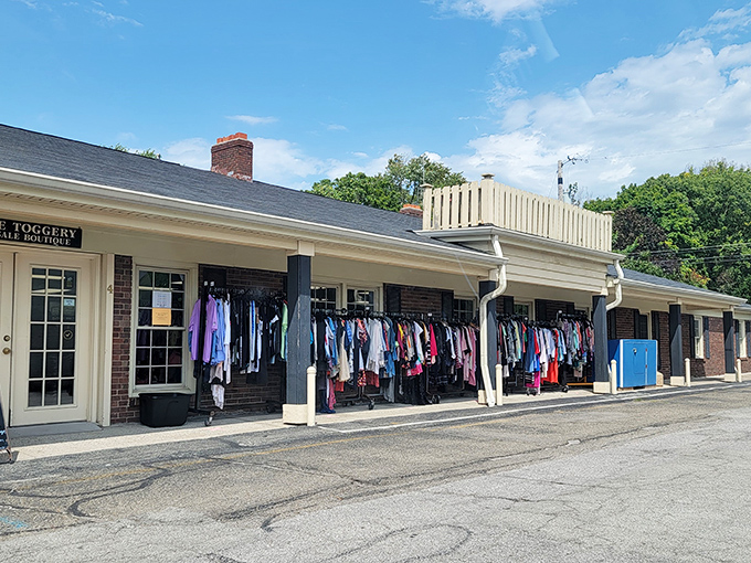 Those outdoor clothing racks tease passersby with fashion finds that would make department stores jealous.
