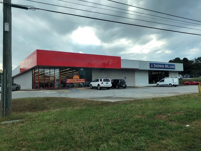 That red and white facade promises warehouse-sized bargains - and delivers on every colorful square foot.