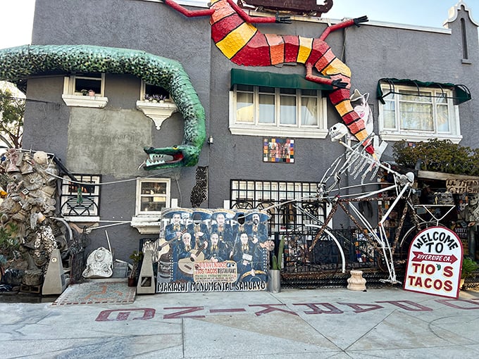 Folk art meets fantastic food in this wildly decorated wonderland that's impossible to miss or forget.