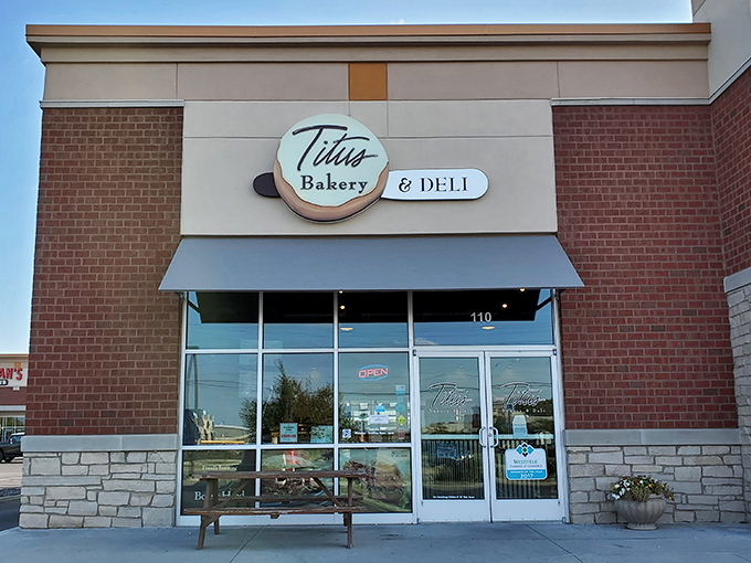 Clean lines and bright signage - this bakery means serious business about sweet satisfaction.