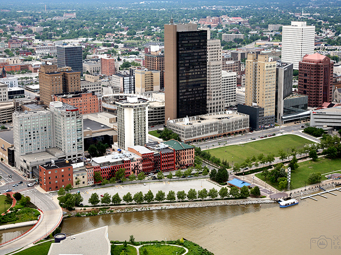 The Glass City shows its true colors along the waterfront, where industry meets artistry beautifully.