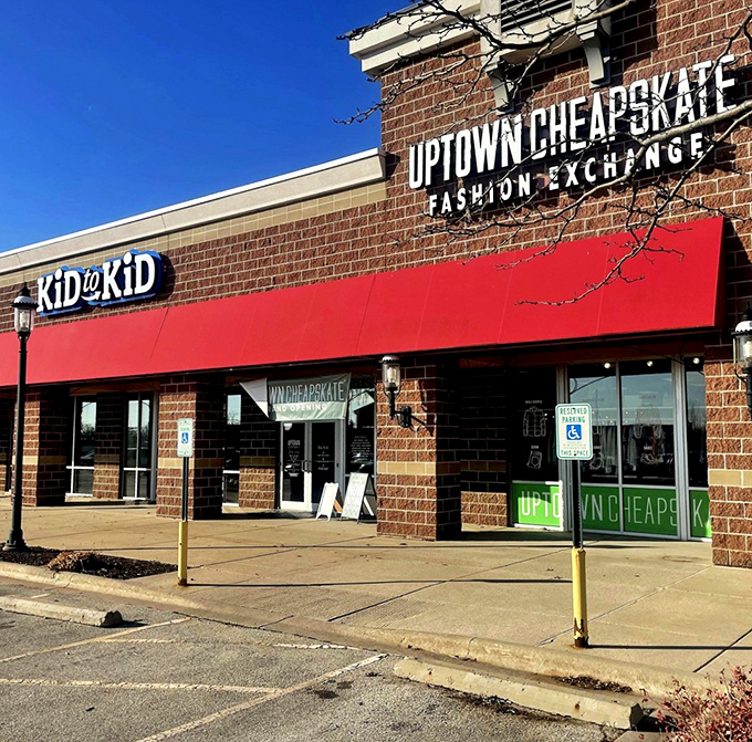 A closer look at the brick facade and red awnings hints at trendy finds waiting inside.