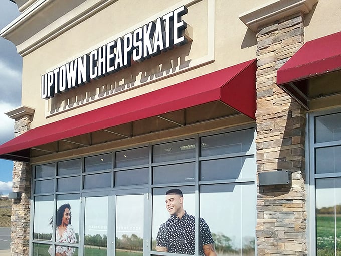 Those red awnings aren't just for show—they're rolling out the red carpet for bargain hunters with style on their minds.