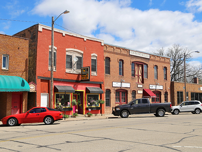This downtown scene captures the essence of unhurried living, where neighbors still know each other's names.