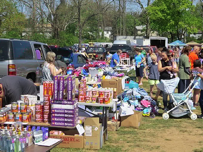 Tables overflow with memories waiting to find new homes in this delightful chaos.