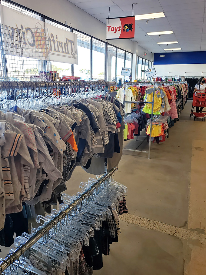 Tiny clothes for tiny Texans! The children's section offers everything from everyday play clothes to special occasion outfits at prices that won't break the college fund. 