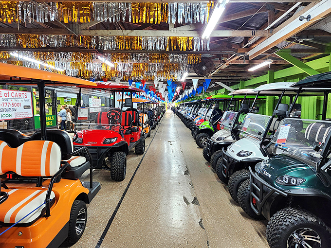 Golf cart nirvana! For Florida retirees, this isn't just transportation&mdash;it's the Lamborghini showroom of the golden years set.