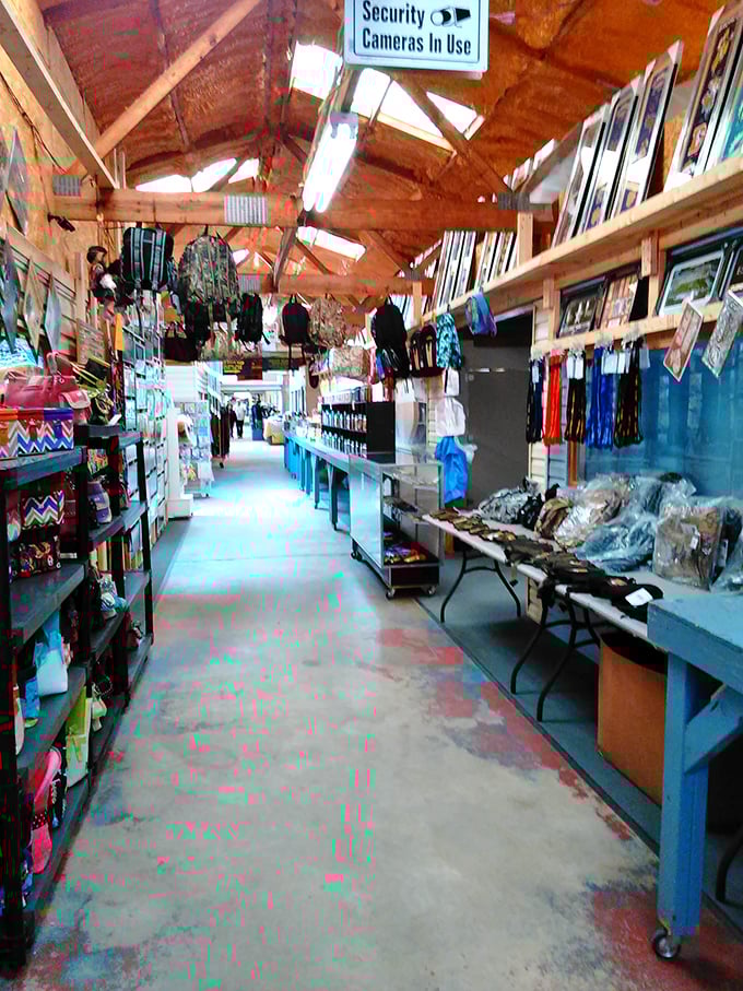 Indoor aisles become treasure maps leading to unexpected discoveries. The wooden beams above have witnessed countless "I can't believe I found this!" moments. 