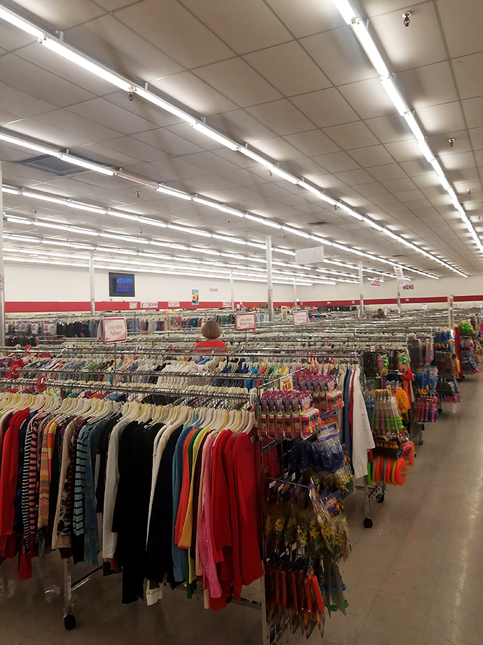 Color-coded clothing creates a rainbow road of fashion possibilities. Roy G. Biv would be proud of this organizational masterpiece. 