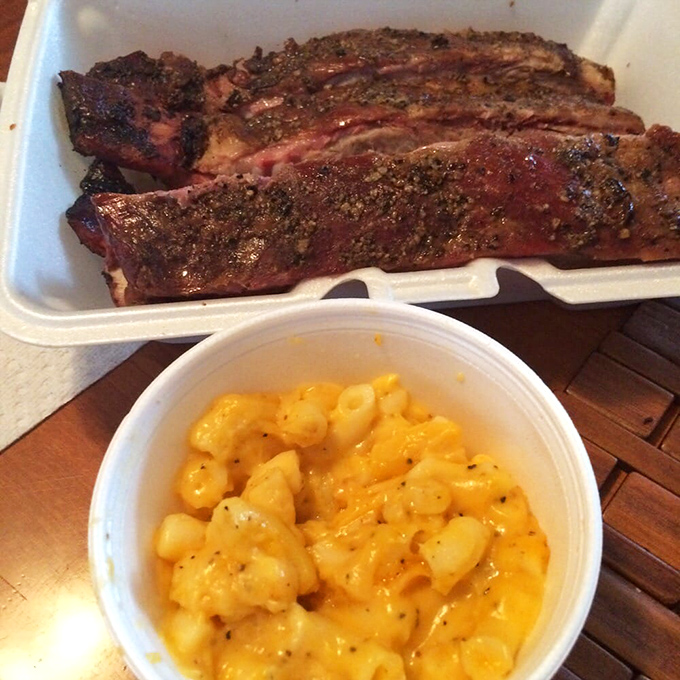 These ribs aren't just falling off the bone&mdash;they're practically volunteering to jump onto your fork. The mac and cheese isn't playing second fiddle either.