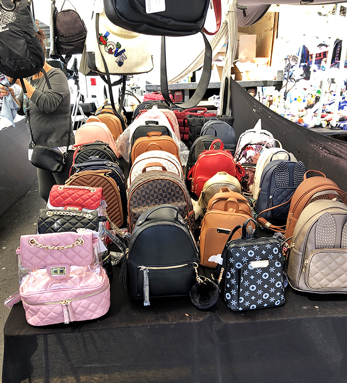 Bag paradise! Every style, color, and pattern imaginable waiting to be adopted. Marie Kondo would have a panic attack seeing how many spark joy here.