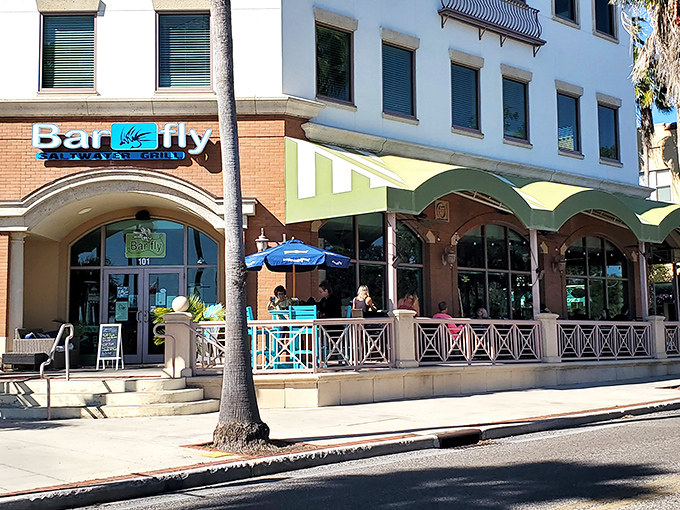 Bar Fly's breezy patio beckons with coastal cuisine and people-watching opportunities. Where locals and visitors alike find common ground over good food.