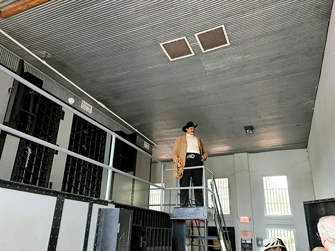 The jail's observation platform gives visitors a guard's-eye view of the cells. Power trip not included, but strongly implied.