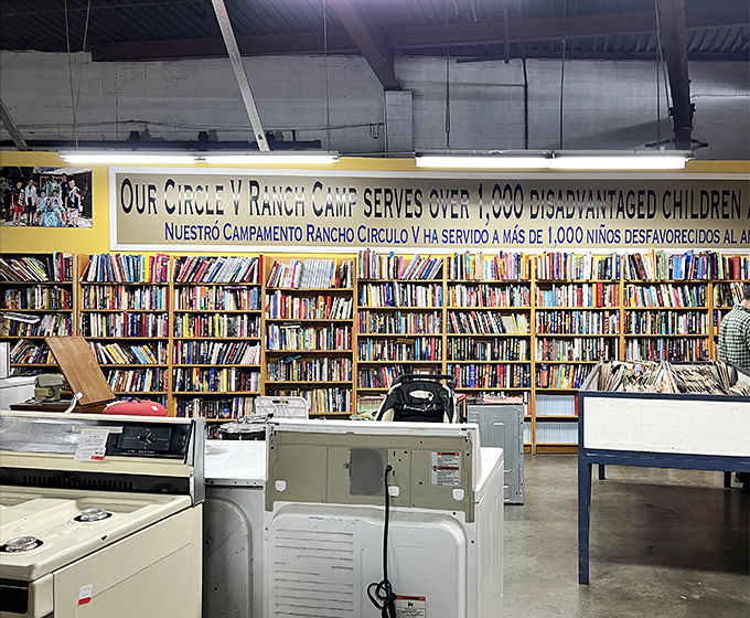 A bibliophile's dream hiding in plain sight&mdash;thousands of books supporting the Circle V Ranch Camp for disadvantaged children.