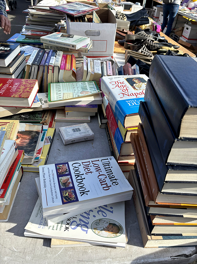 Literary treasures stacked higher than your summer reading list. That cookbook you've been eyeing? Probably here for pocket change.