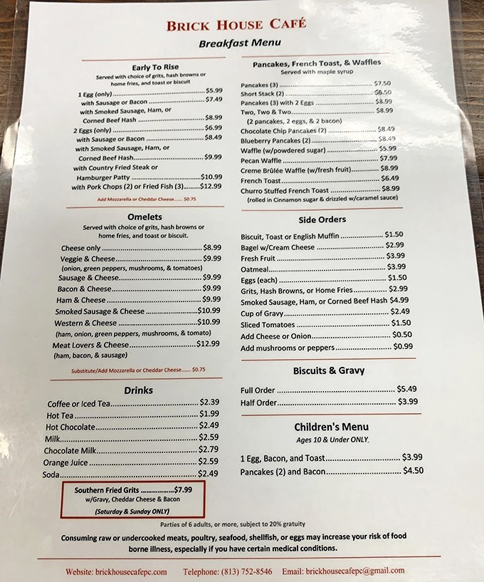 This isn't just a menu&mdash;it's a roadmap to happiness. The breakfast section alone could solve most of life's problems before noon.