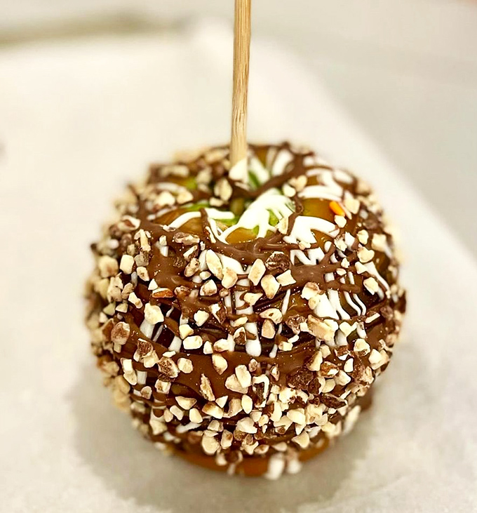 Not your average apple-a-day situation. This caramel masterpiece, studded with nuts, makes doctors everywhere nervously adjust their stethoscopes.
