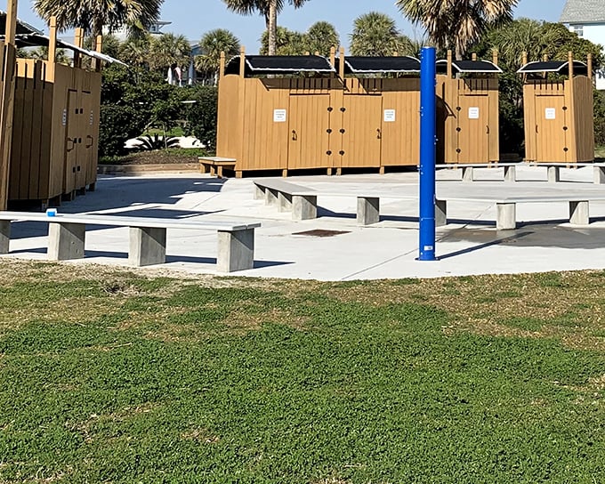 Beach necessities done right. These changing facilities might not win architectural awards, but they're five-star hotels to sandy, sunburned families.