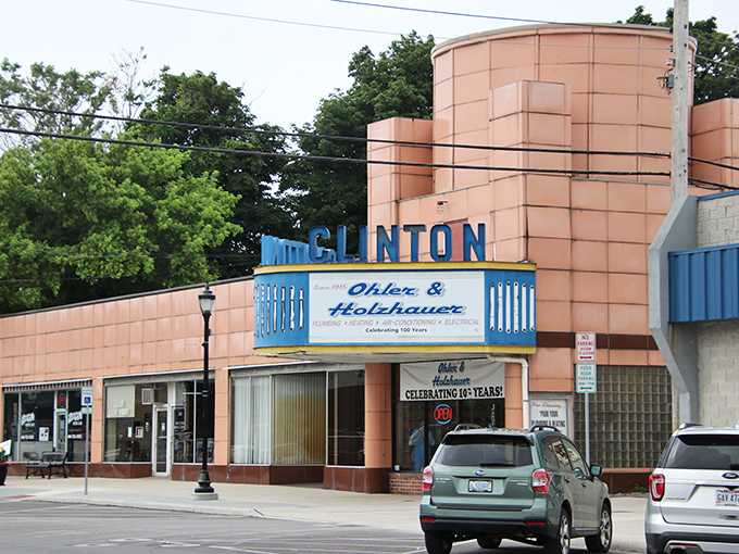 The Clinton Theater's salmon-colored Art Deco charm promises entertainment without the big-city ticket prices or complicated parking garages.