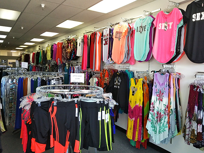 A kaleidoscope of clothing options where every hue competes for your attention. Fashion democracy in action!