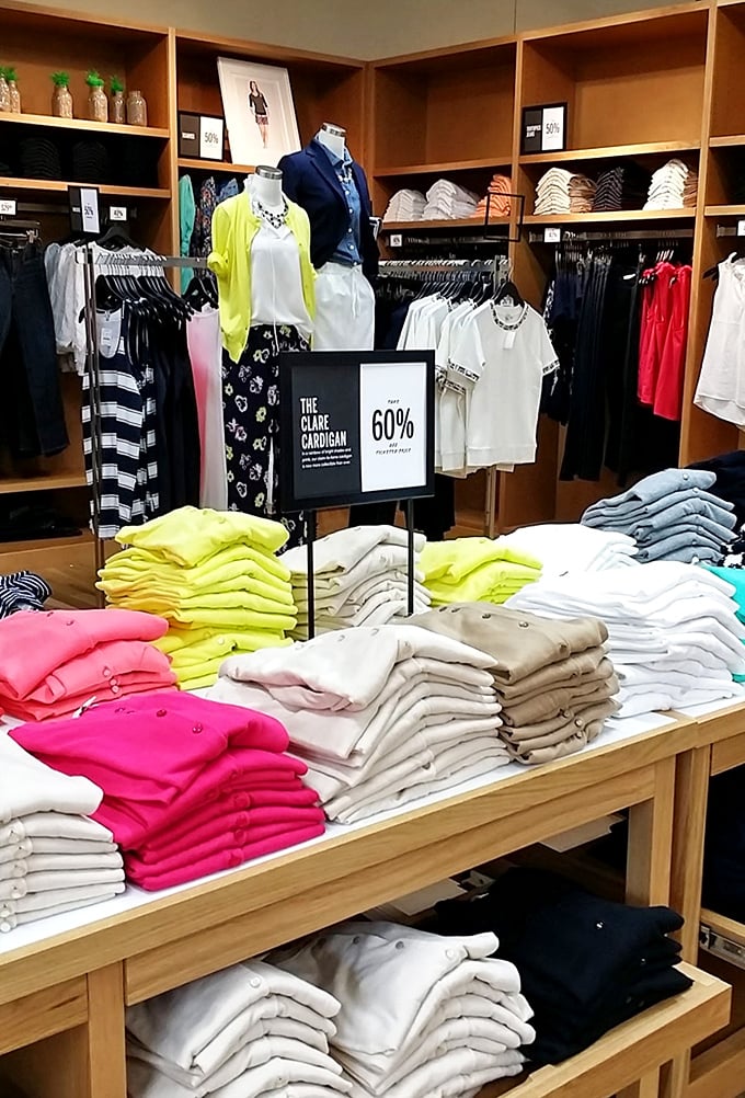 Neatly folded fashion treasures await, with color-coded organization that would make Marie Kondo weep tears of joy.