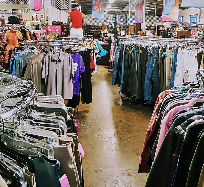 Racks upon racks of potential wardrobe transformations await, where one person's castoffs become another's signature style statement.