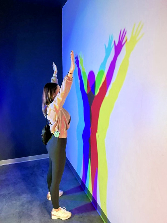 Your shadow just discovered it has artistic talents you never knew existed in this colorful wonderland.