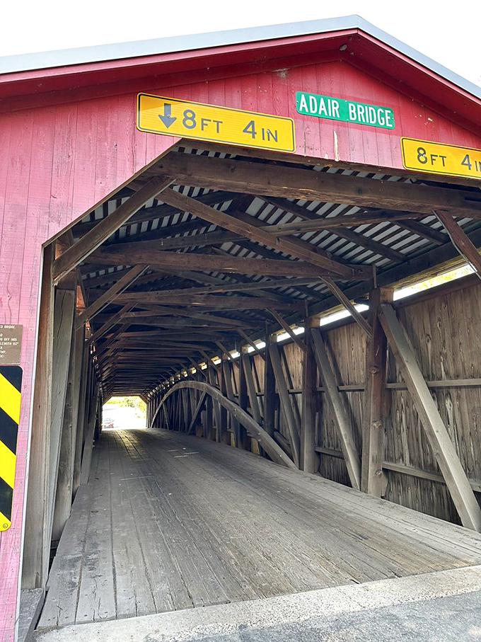 Step inside architectural poetry&mdash;wooden lattice work creating a mesmerizing tunnel of craftsmanship that's stood the test of time since 1864.