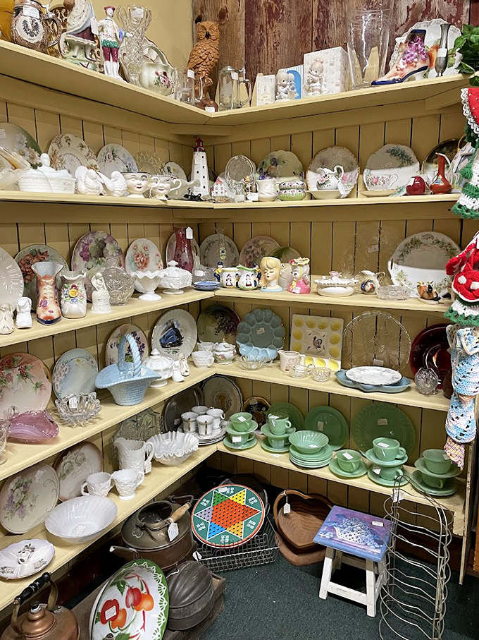 This corner of delicate dishware could furnish a royal tea party or simply make your morning coffee feel like you've been transported to Downton Abbey.